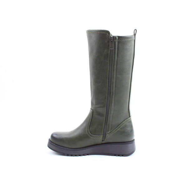 Heavenly Feet Luna Ladies Khaki Vegan Side Zip Knee High Boots
