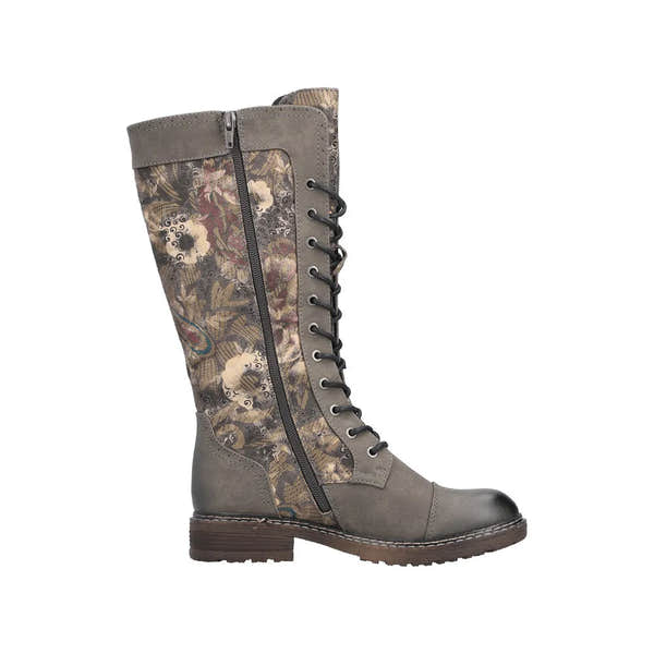 Rieker 94731-90 Ladies Multi Water Resistant Zip & Lace Mid-Calf Boots