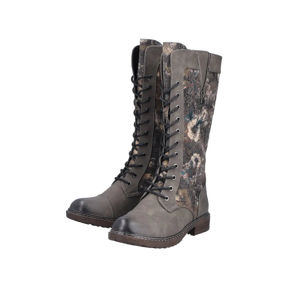 Rieker 94731-90 Ladies Multi Water Resistant Zip & Lace Mid-Calf Boots