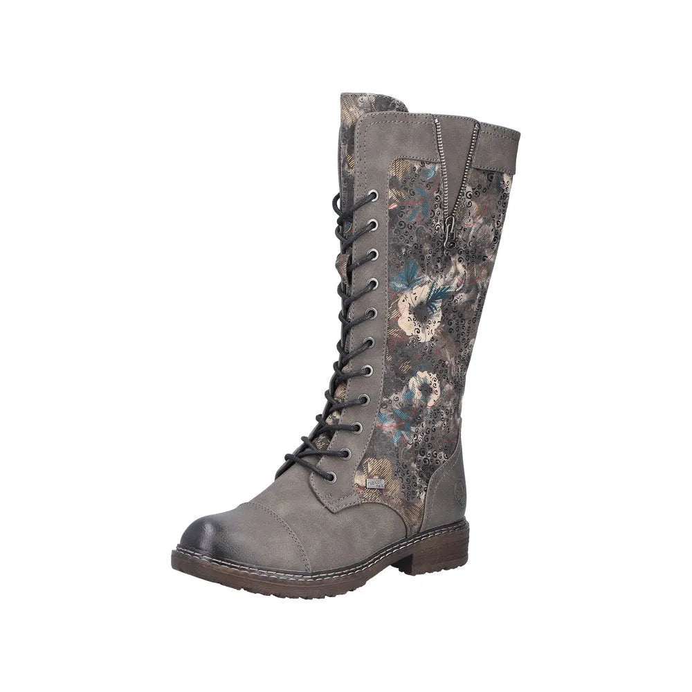 Rieker 94731-90 Ladies Multi Water Resistant Zip & Lace Mid-Calf Boots