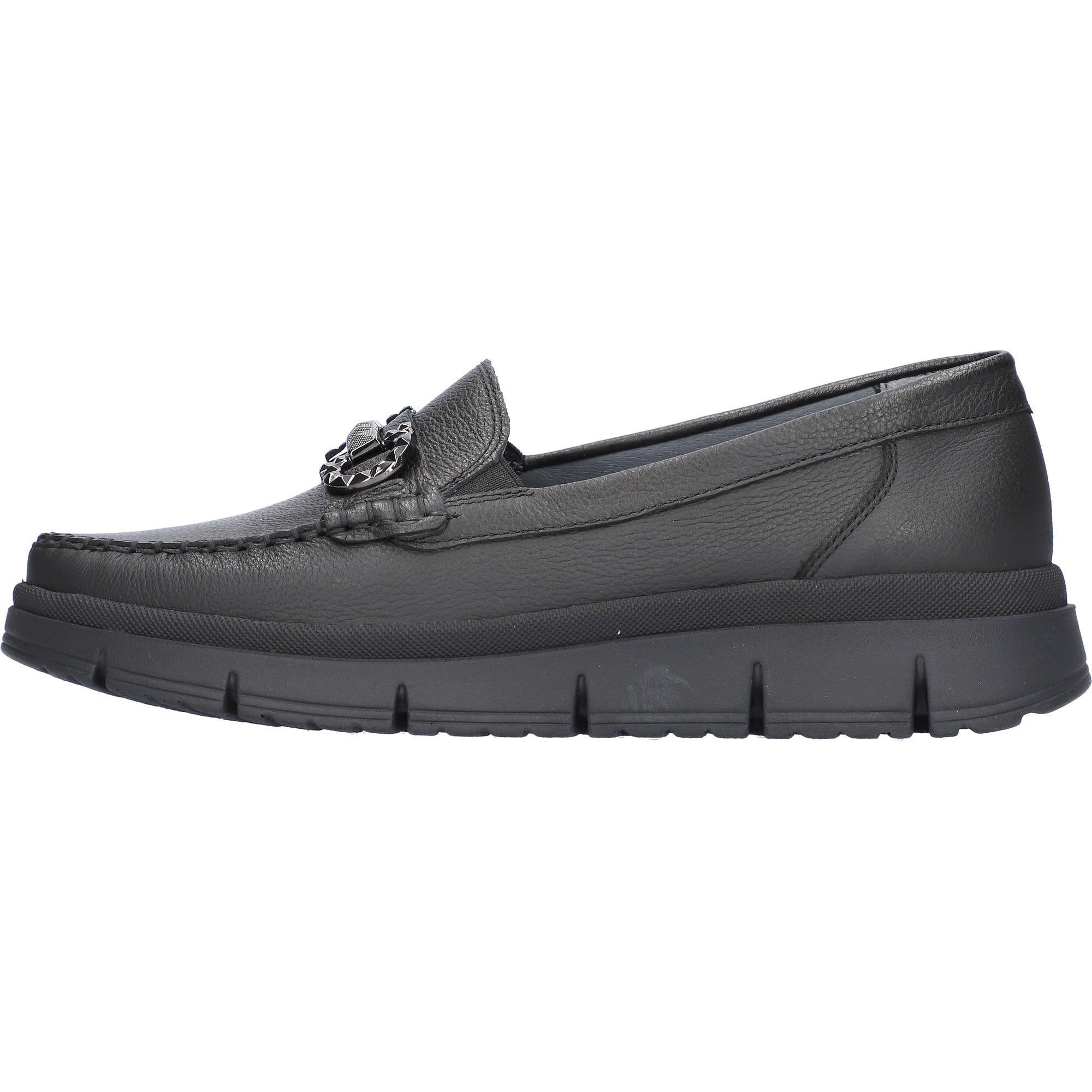 Waldlaufer 906505 139 001 H-Pina Ladies Wide Black Leather Arch Suppor